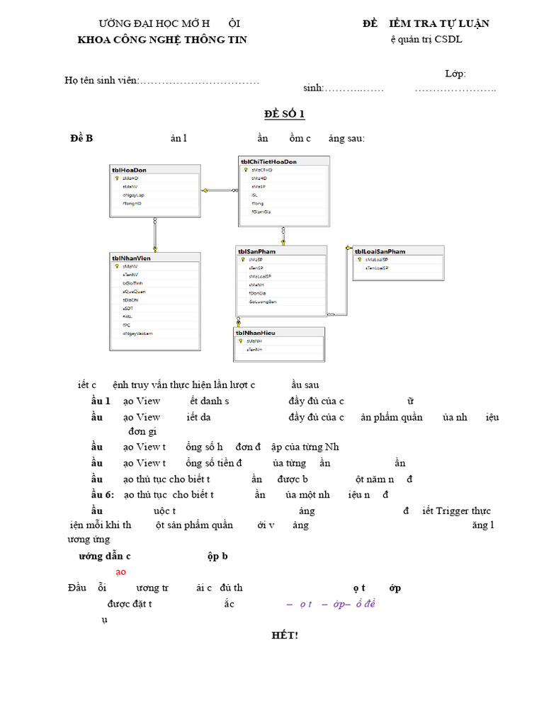 IT10-SQLServer-Đề tự luận | PDF