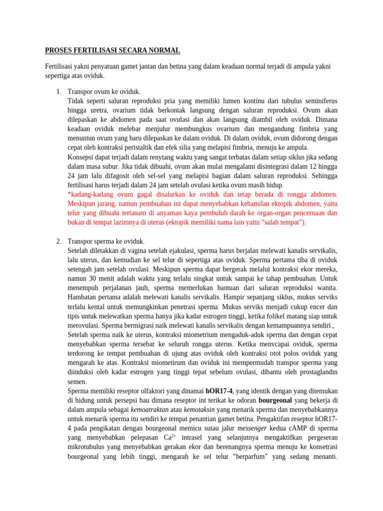 Proses Fertilisasi Secara Normal - Lo 4 PBL 1.2 | PDF