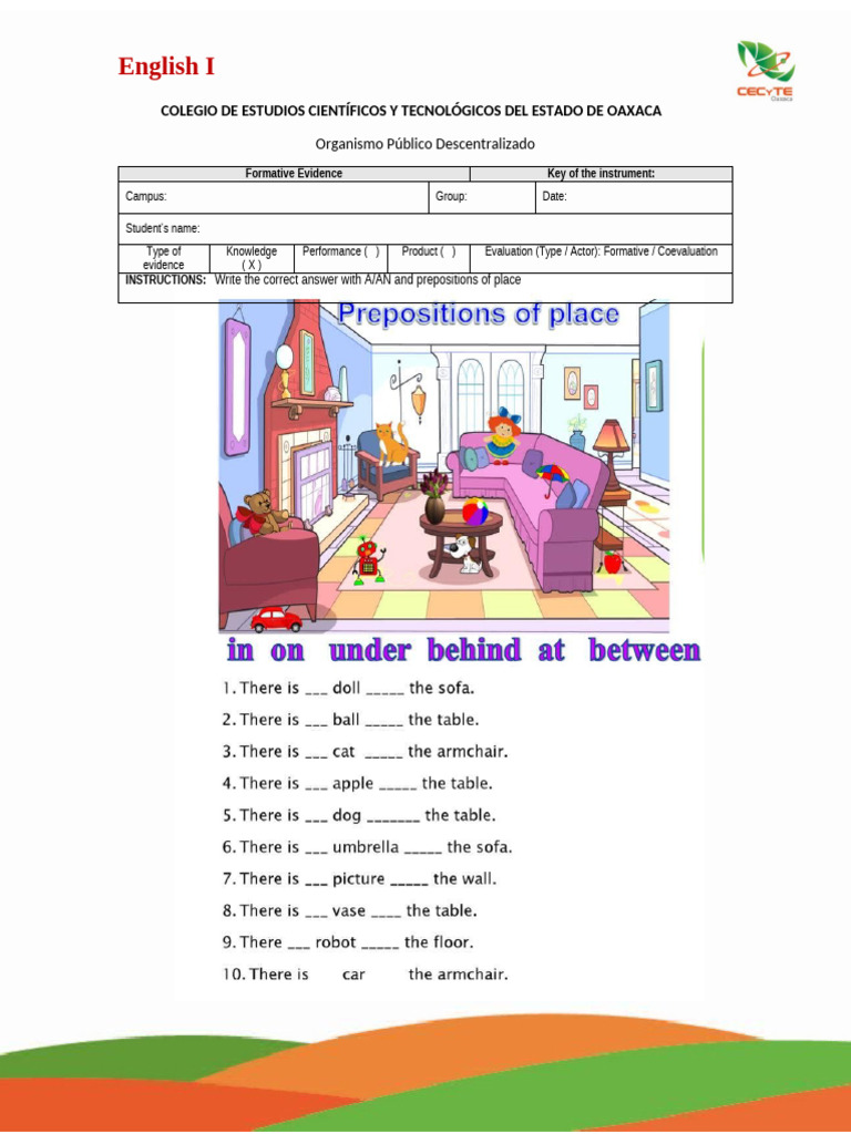 Ing18 - S11 - Ws02-Preposition of Place | PDF