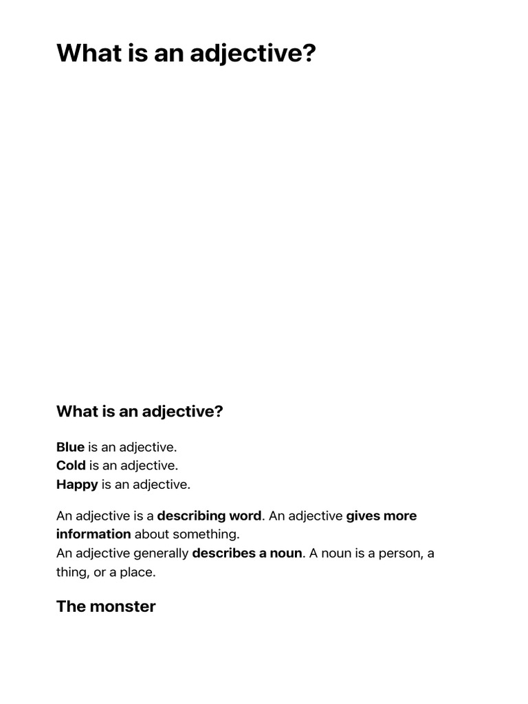 Adjectives for Beginners | PDF | Adjective | Noun