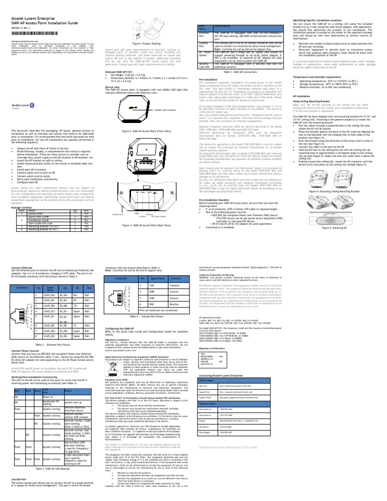 OAW-AP1101 Access Point Installation Guide | PDF | Electronics ...