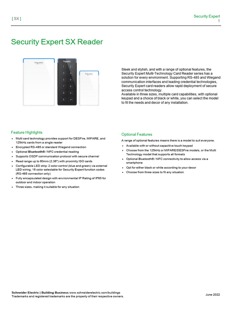 Security Expert Reader - Specification Sheet | PDF | Computing ...