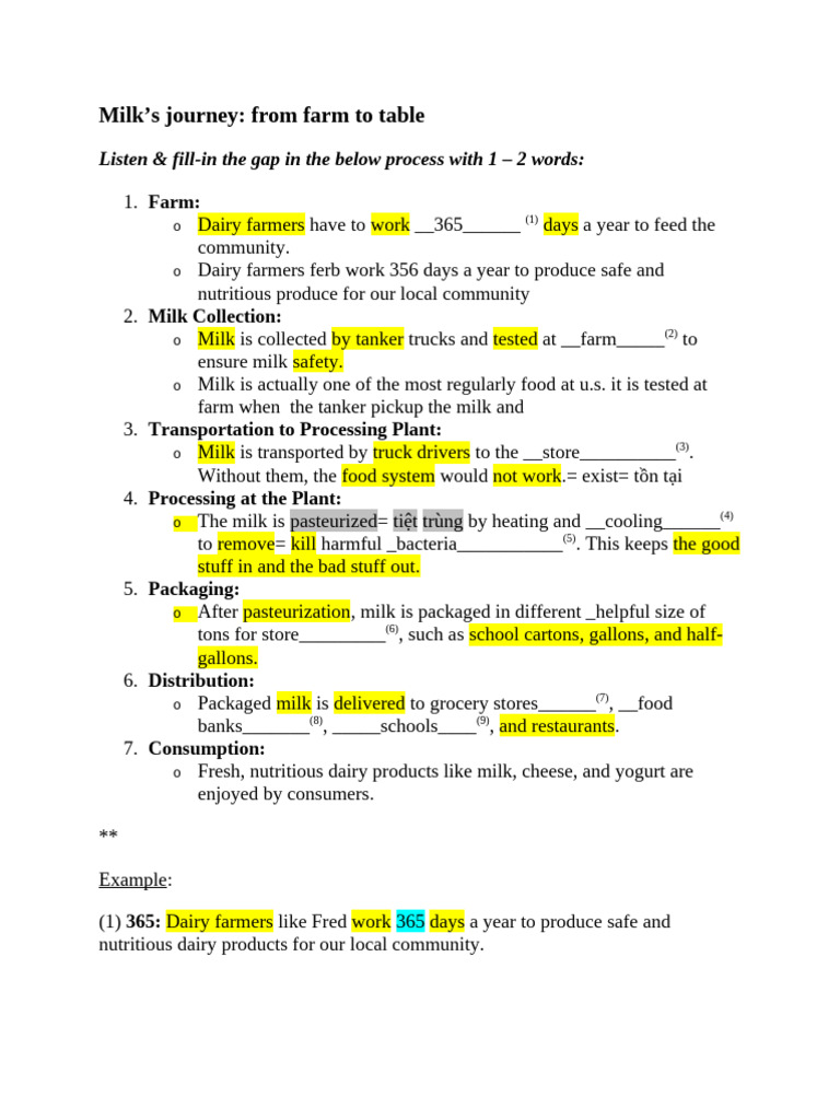 LS_practice 1_Milk journey | PDF
