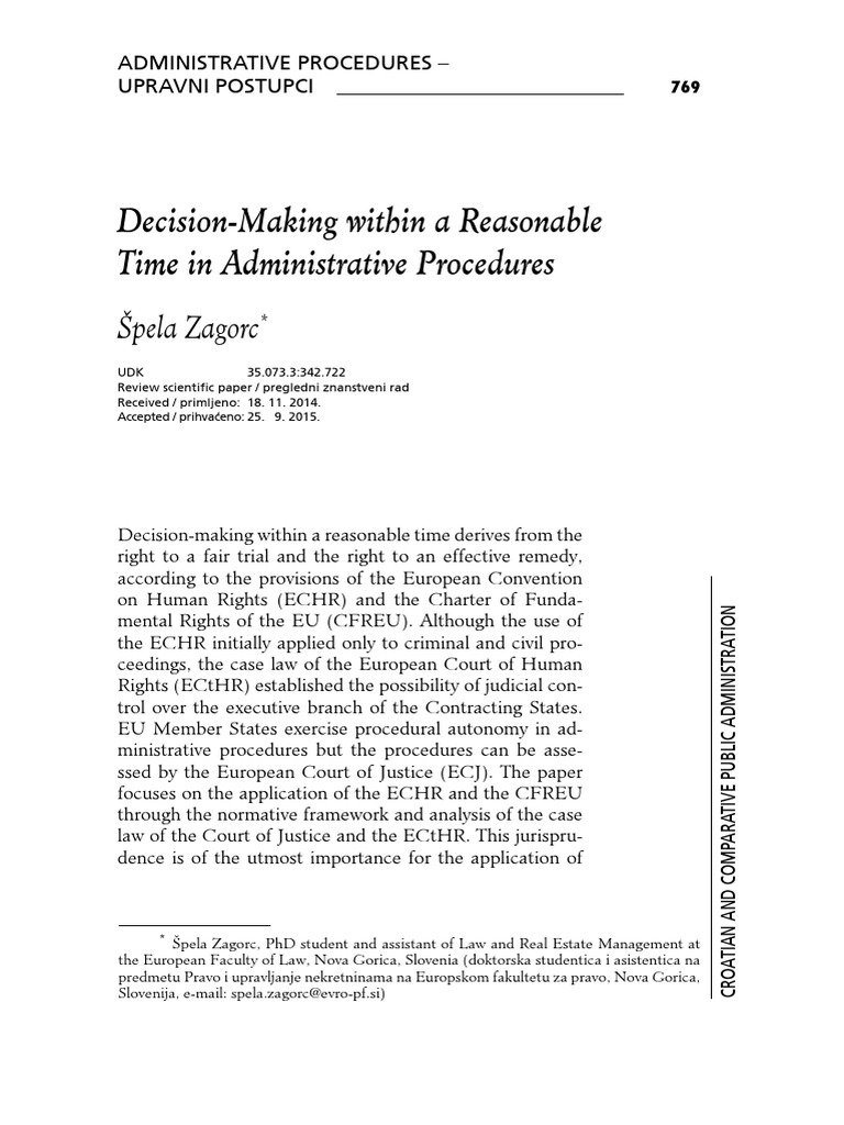 Decision Making Within A Reasonable Time in Administrative 1q0dbw6li2 ...