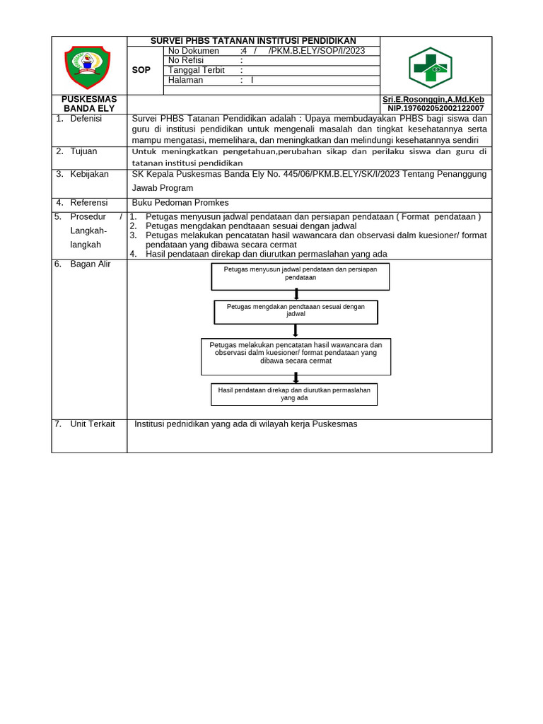Survei PHBS Tatanan Institusi Pendidikan | PDF