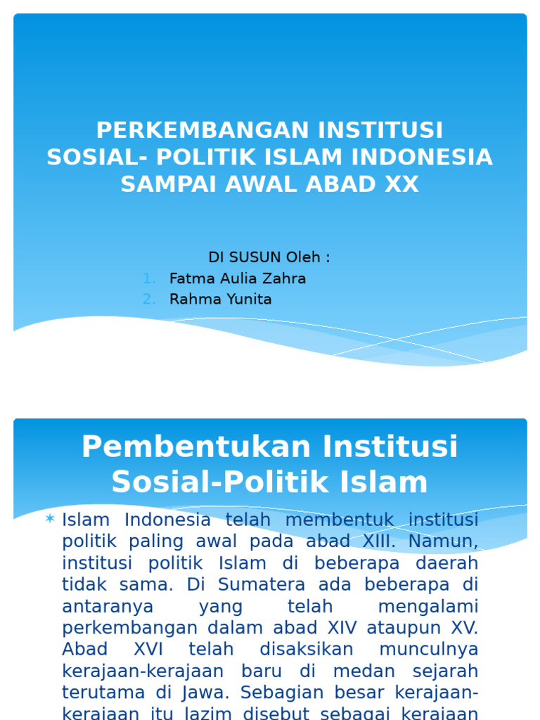 Perkembangan Institusi Sosial - Politik Islam Indonesia Sampai Awal | PDF