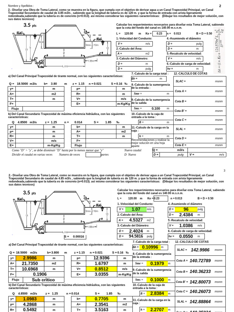 E02 Diseño de Toma Lateral | PDF