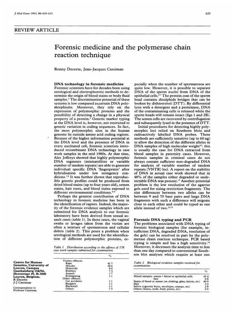 Forensic Medicine and The Polymerase Chain Reaction Technique | PDF ...