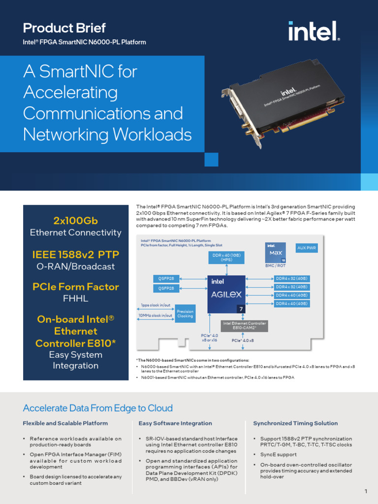 fpga-smartnic-n6000-pl-platform-product-brief | PDF | Field Programmable Gate Array | Computer ...