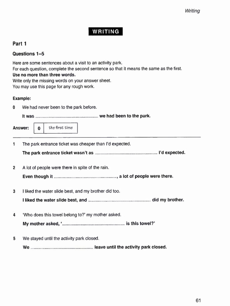 Writing_PET 5_Test 3 | PDF