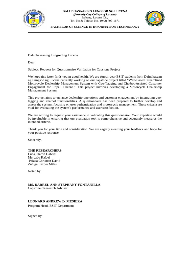 Questionnaire Validation Request | PDF