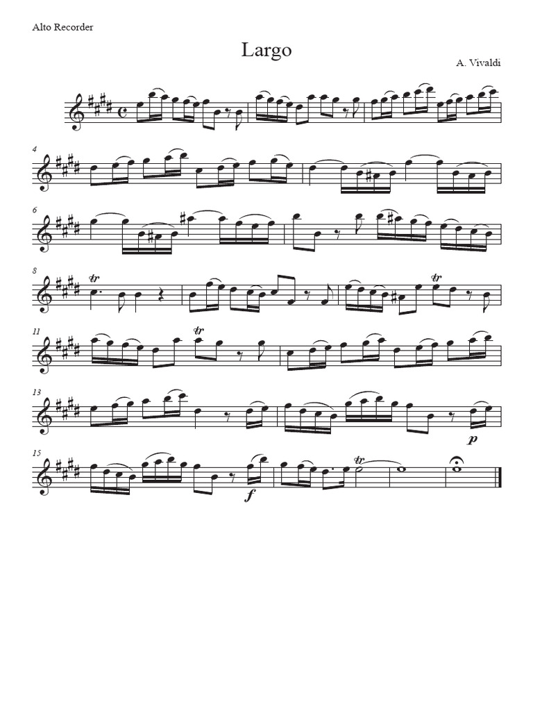 Largo Vivaldi - Alto Recorder | PDF
