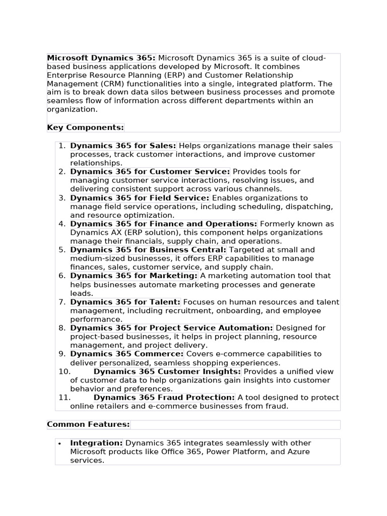 Microsoft Dynamics 365 | PDF | Cloud Computing | Enterprise Resource Planning