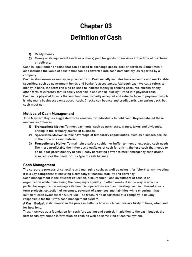 Chapter 03 (Defination of Cash) Final | PDF | United States Treasury ...