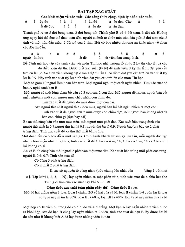 Bài tập xác suất.ATTT 2024 | PDF