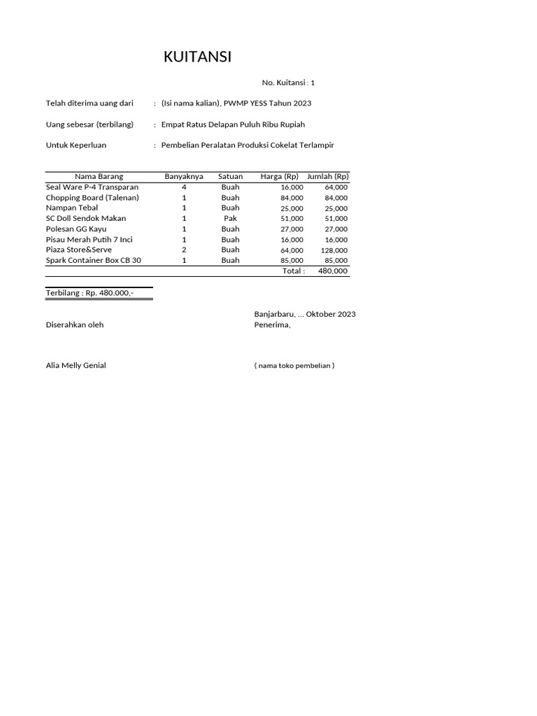 Format Kuitansi | PDF