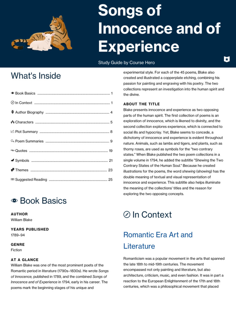 WilliamBlakeSongs of Innocence and of Experience | PDF | William Blake ...