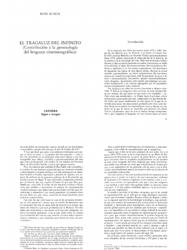 BURCH, Noël (1987) ¿Un Modo de Representación Primitivo | PDF