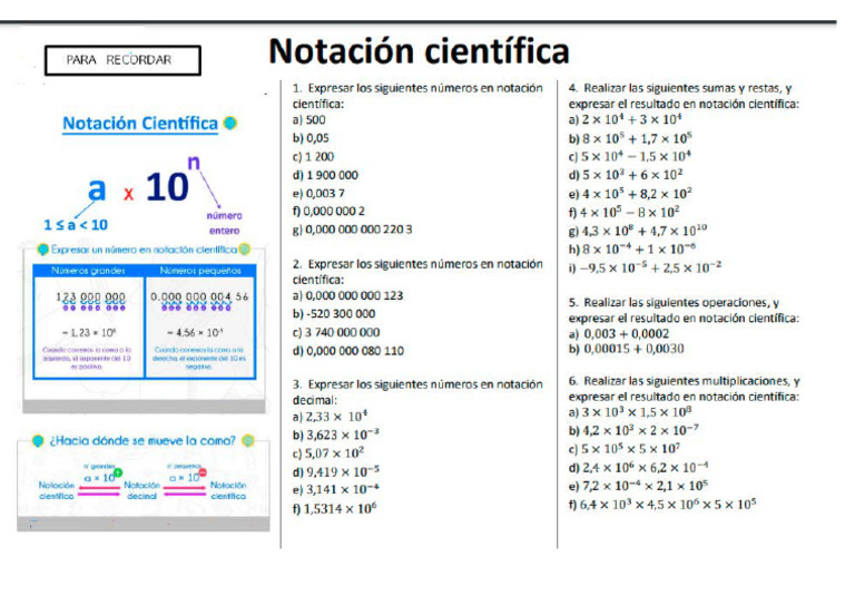 Operaciones Con Notacion Cientifica | PDF