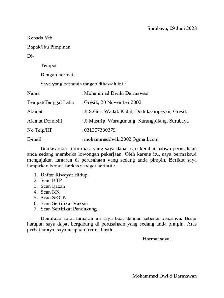 Mohammad Dwiki Darmawan - CV | PDF