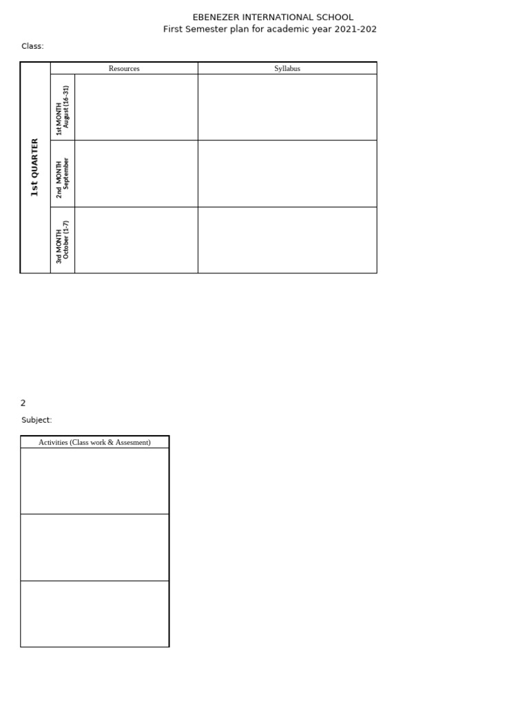 Yearly Plan 2021-2022 (School) | PDF