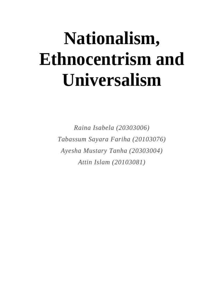 Nationalism, Ethnocentricism and Universalism - Script | PDF | Frantz ...