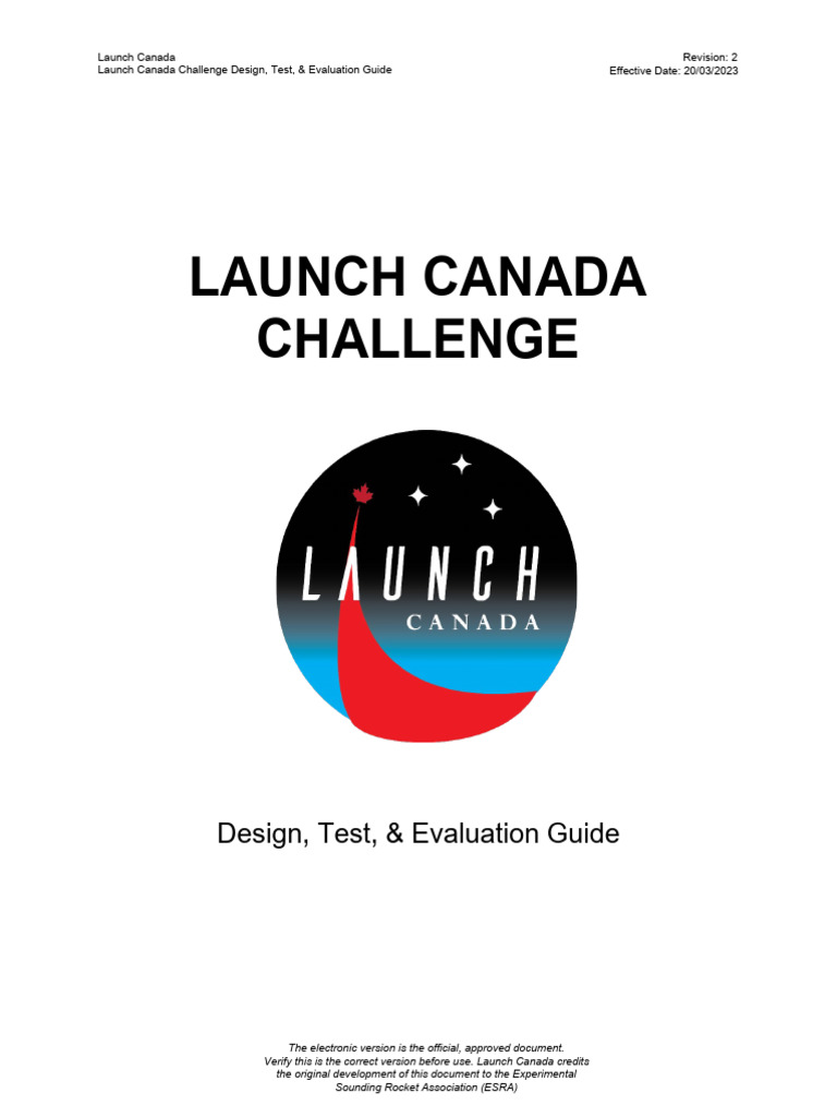 Launch Canada Design, Test and Evaluation Guide R2 | PDF | Rocket ...