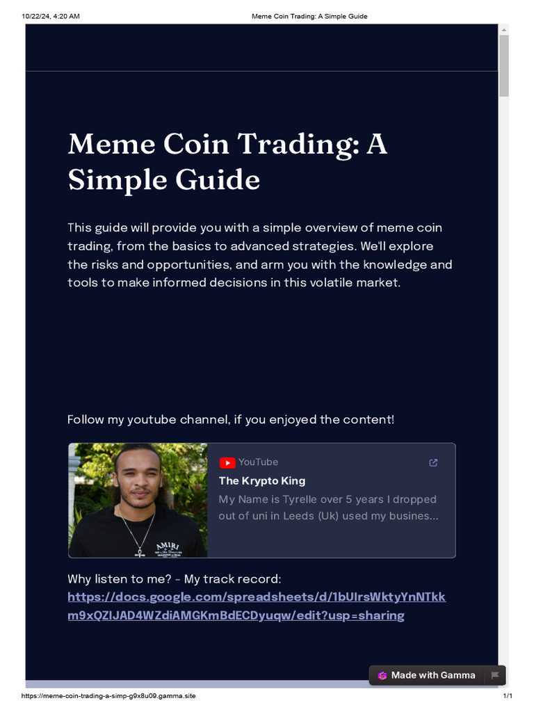 Meme Coin Trading: A Beginner's Guide | PDF