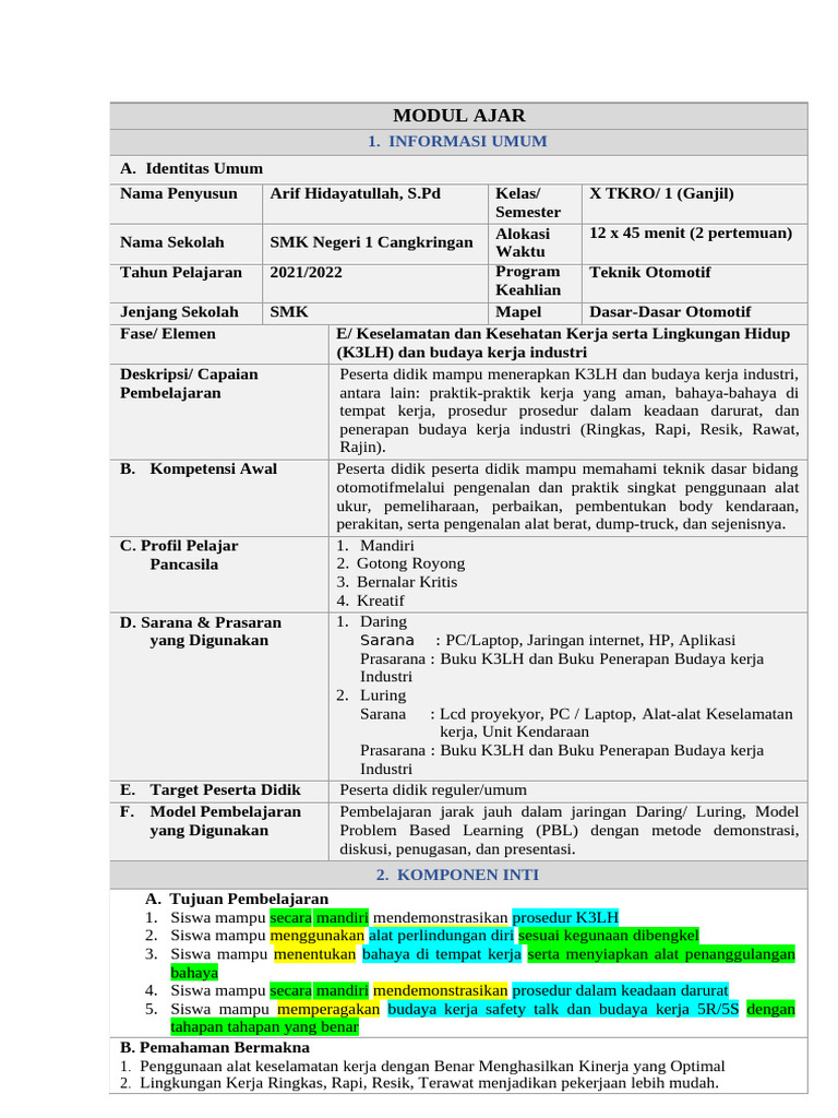 Modul k3 Contoh | PDF