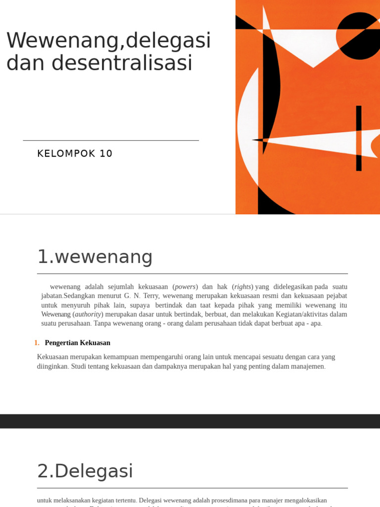 Wewenang, Delegasi Dan Desentralisasi | PDF