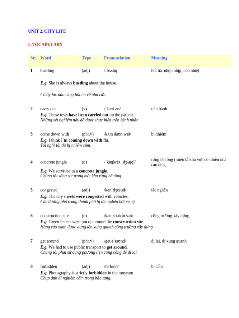 Unit 2 - Ctiy Life | PDF