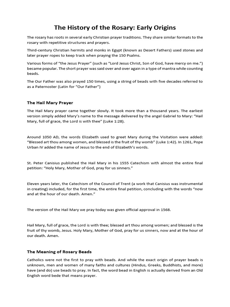 The History of The Rosary | PDF | Rosary | Mary, Mother Of Jesus