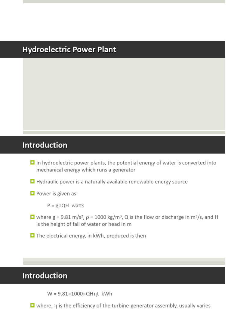 Hydroelectric Power Plant Overview | PDF | Hydroelectricity | Dam