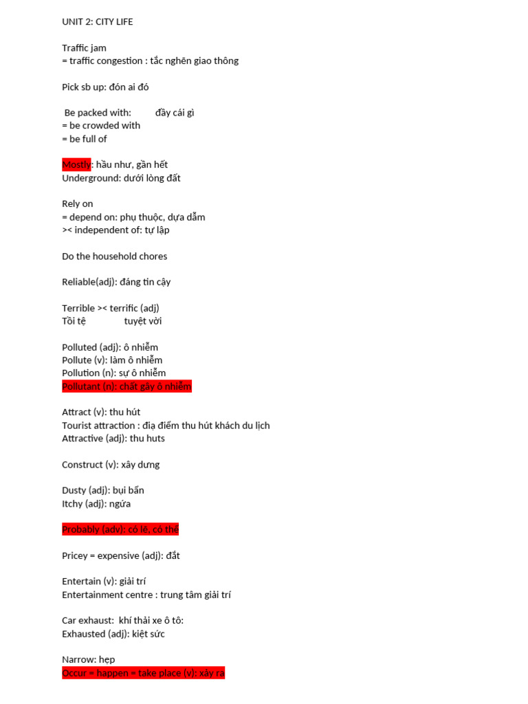 Note Từ Vựng Dạy Thêm Anh 9 | PDF