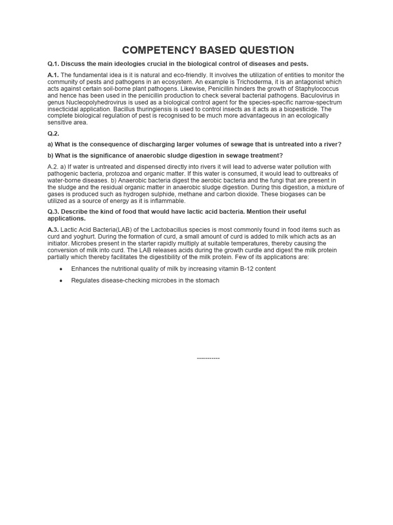 Competency Based Question | PDF | Bacteria | Anaerobic Digestion