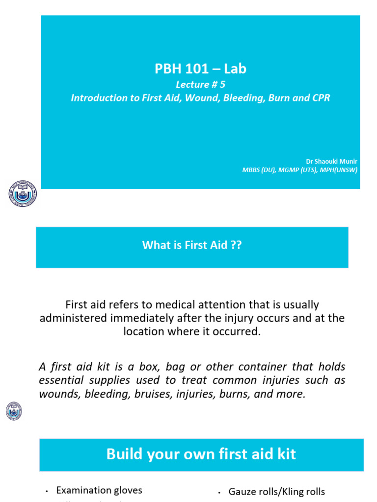 Lecture 5 - First Aid and CPR (1) | PDF | Cardiopulmonary Resuscitation ...
