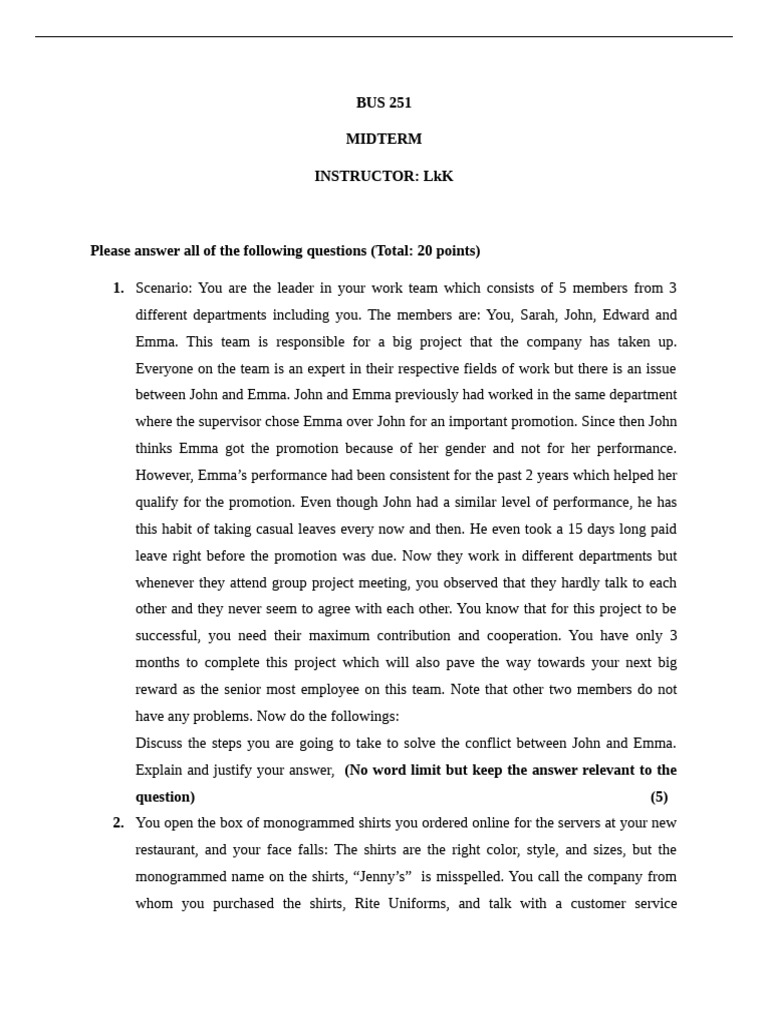 BUS 251 MIDTERM Section 8 1 | PDF