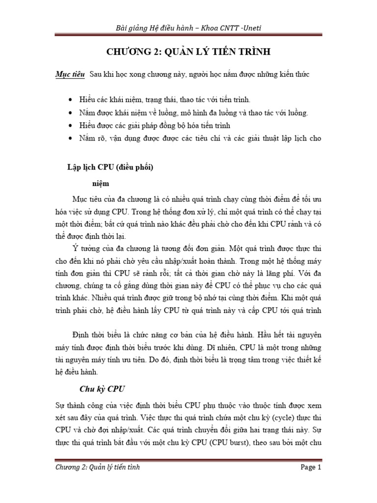 Bai Giang - HĐH - Chuong 2 - 2.4 - Lap Lich CPU | PDF