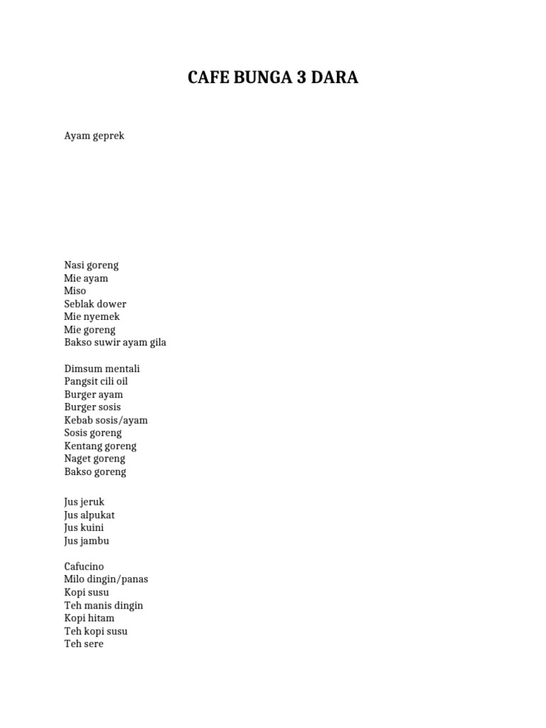 Cafe Bunga 3 Dara | PDF