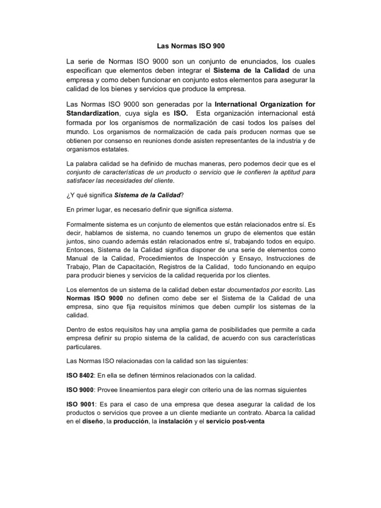 Las Normas ISO 900 | PDF | Calidad (comercial) | Diseño