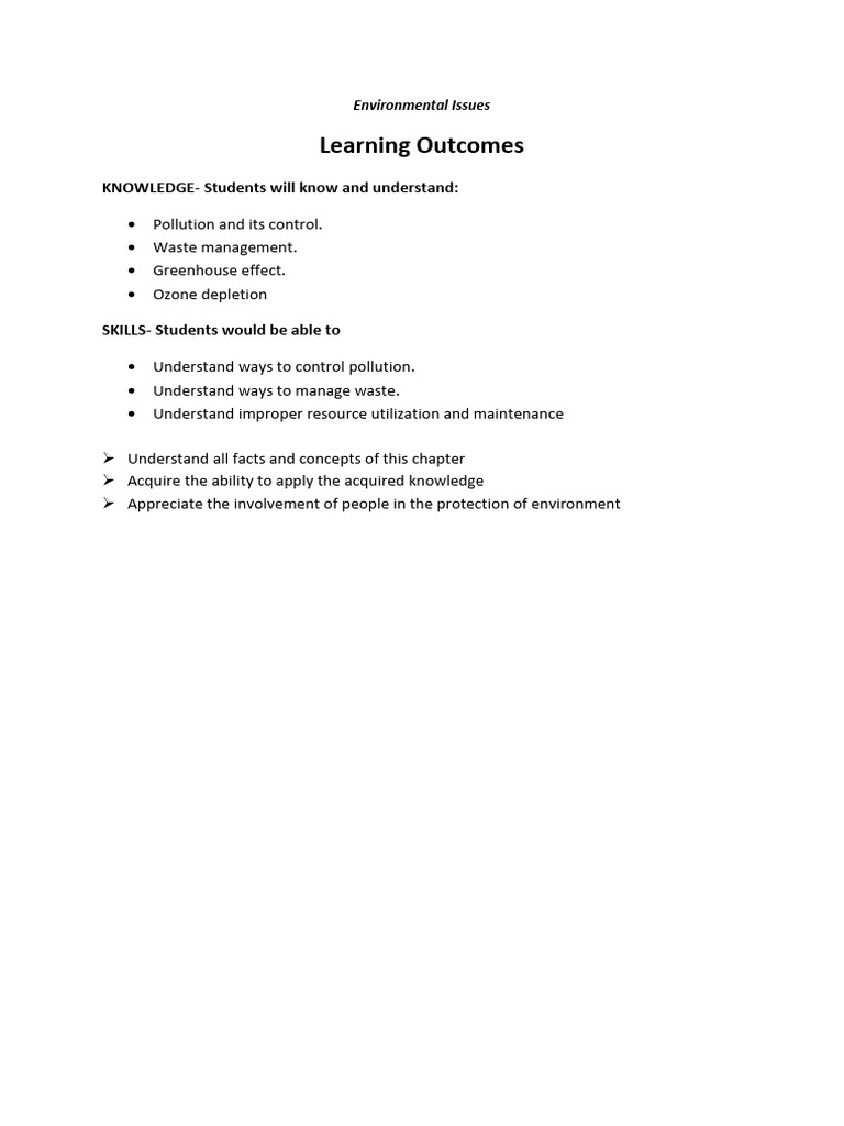 Learning Outcomes | PDF