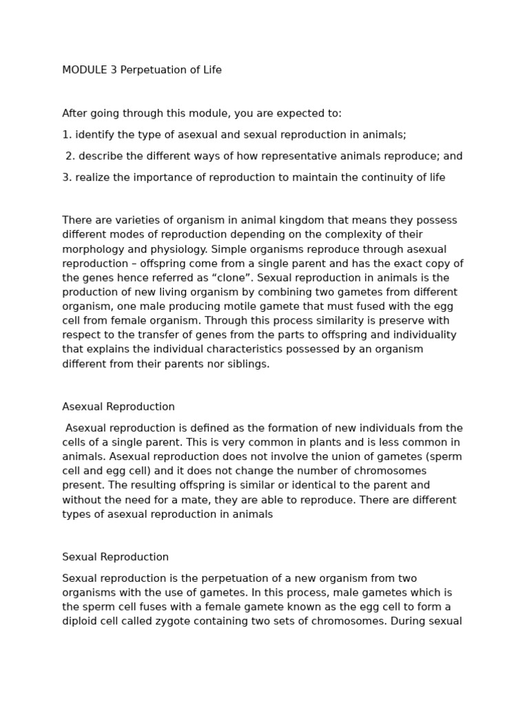 MODULE 3 Perpetuation of Life | PDF