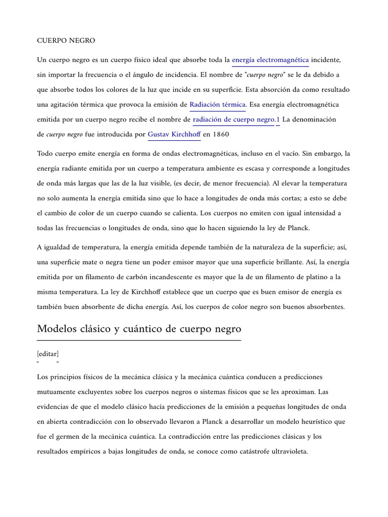Cuerpo Negro Definición y Modelos | PDF | Movimiento (física ...