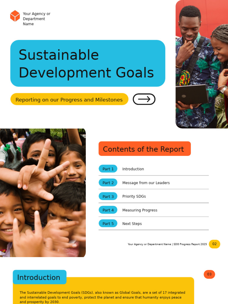 Blue Orange and Yellow Color Blocks Government Progress Report ...