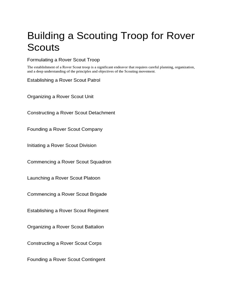 Building a Scouting Troop for Rover Scouts | PDF
