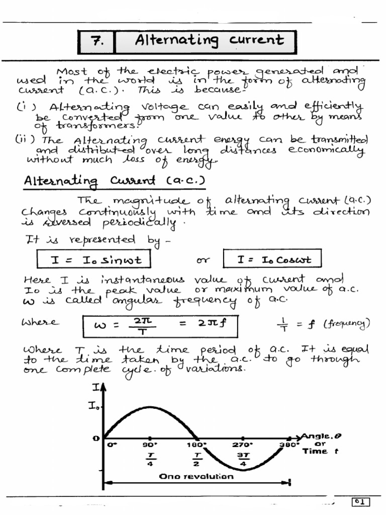 Alternating Current Notes-Grade 12 | PDF