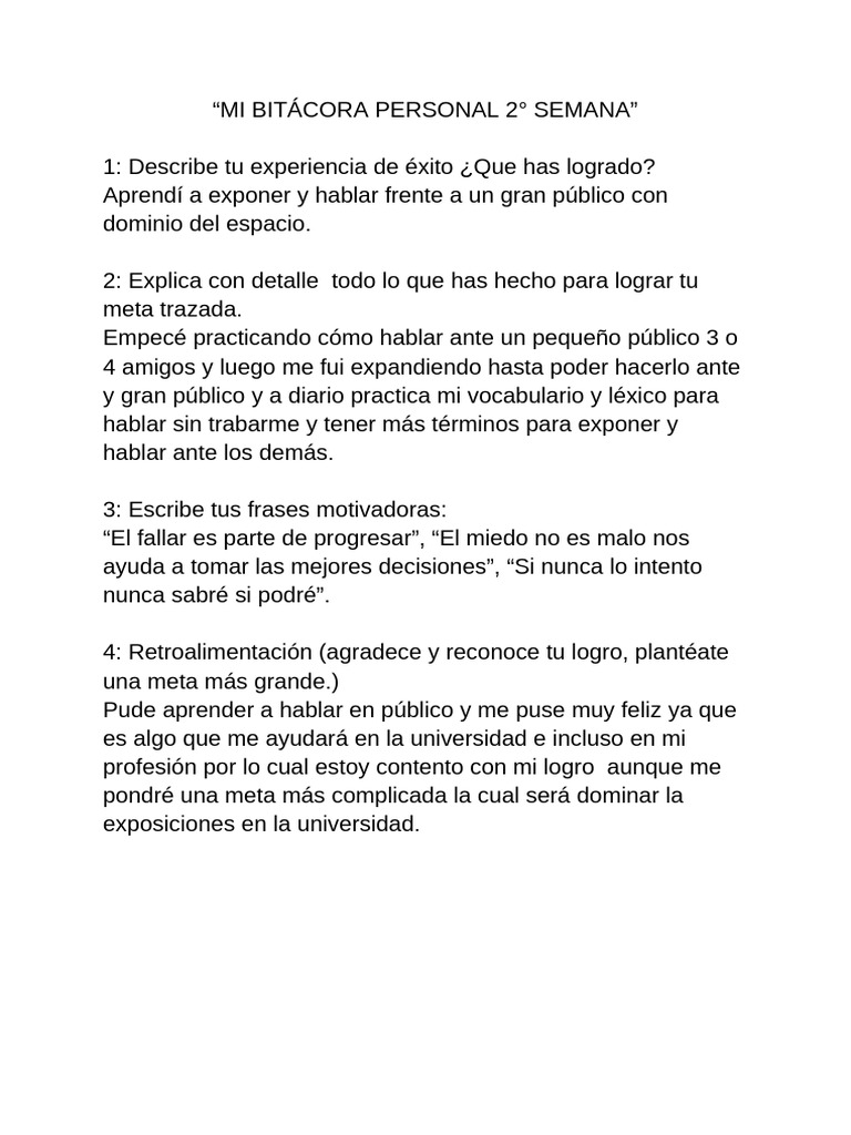 Bitacora Personal 2 | PDF