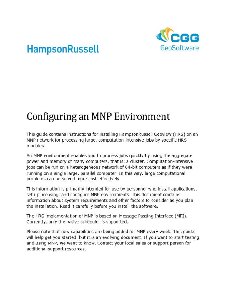 MNP Configuration Guide | PDF | Computer Cluster | Computer Network