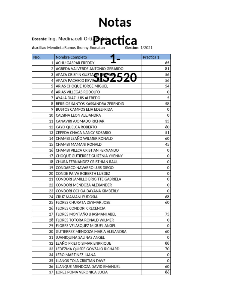 Notas Practica1 - SIS2520 | PDF