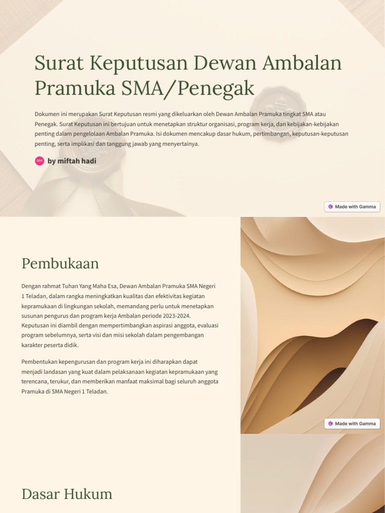 Surat Keputusan Dewan Ambalan Pramuka SMAPenegak | PDF